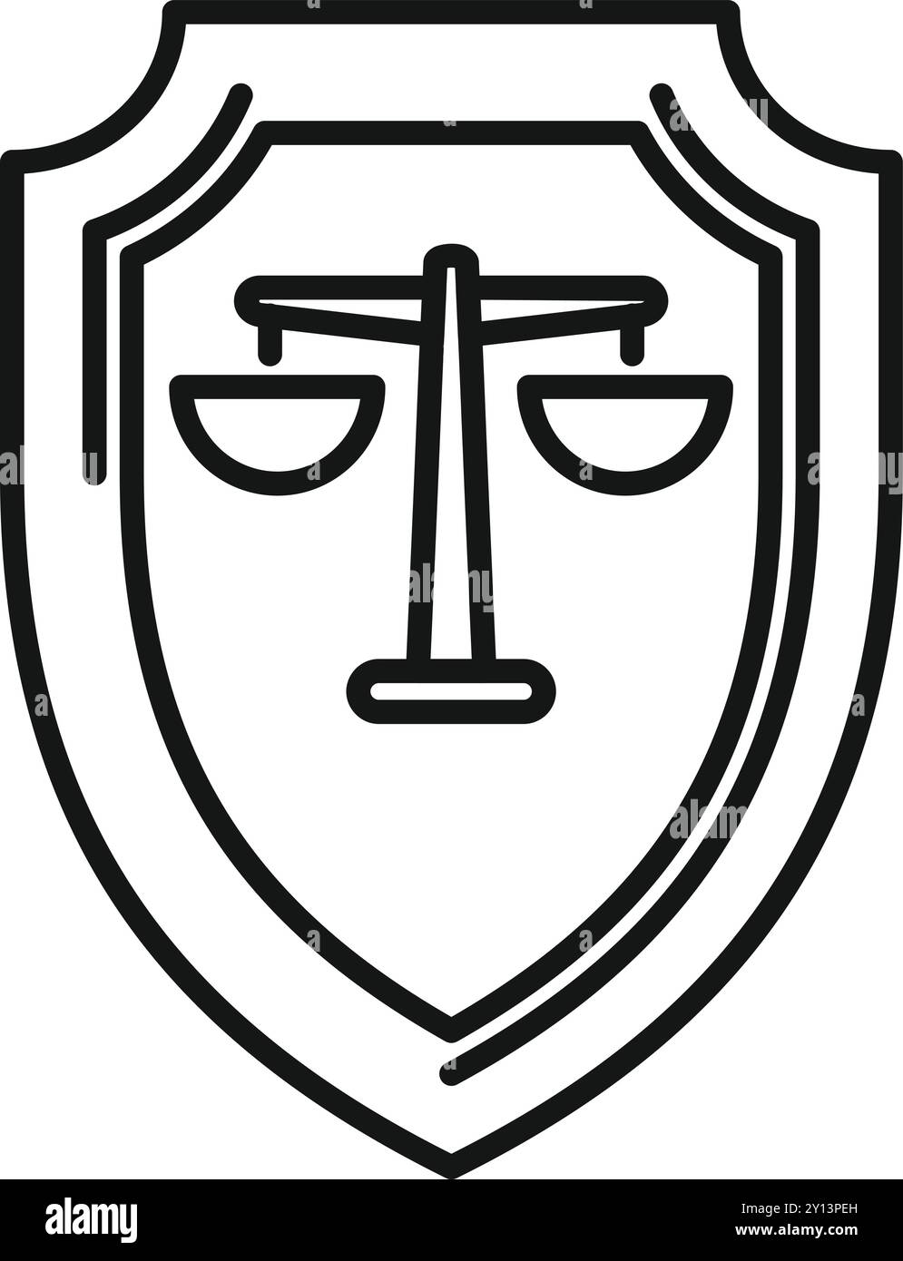 This simple vector illustration icon represents the concept of law and ...