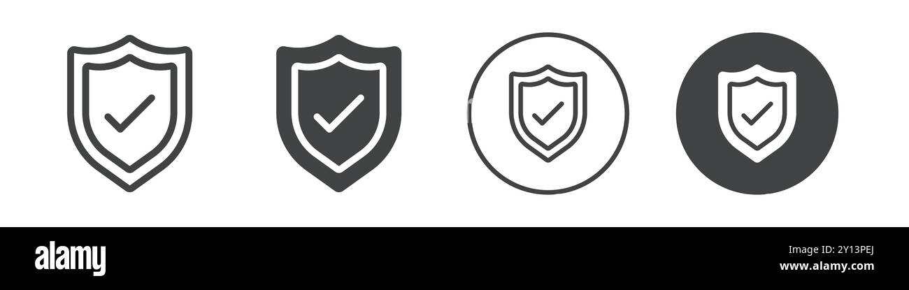 Security shield protected icon simple flat vector symbol outline ...