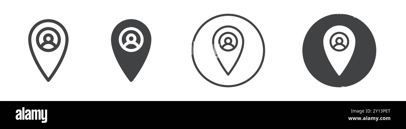 Person location icon simple flat vector symbol outline collection set ...