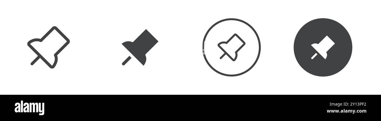 Push pin icon simple flat vector symbol outline collection set logo Stock Vector Image & Art - Alamy