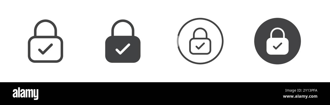 Password Safety icon simple flat vector symbol outline collection set ...