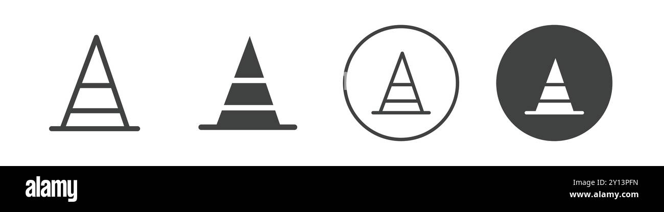 Traffic cone icon simple flat vector symbol outline collection set logo ...