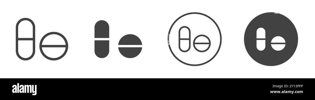 Pills icon simple flat vector symbol outline collection set logo Stock ...