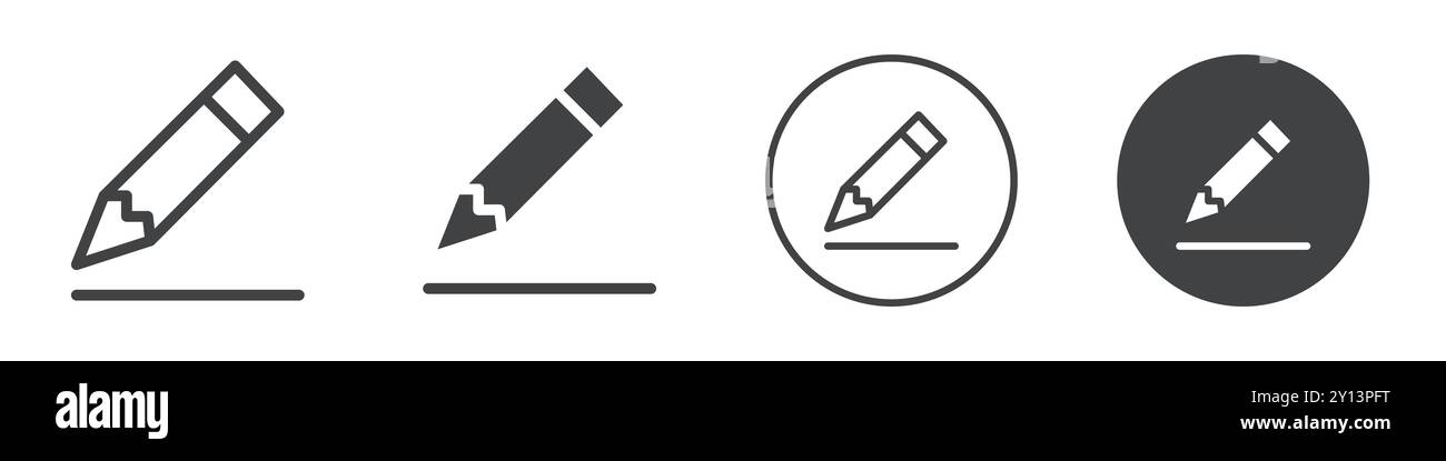 pencil icon simple flat vector symbol outline collection set logo Stock ...