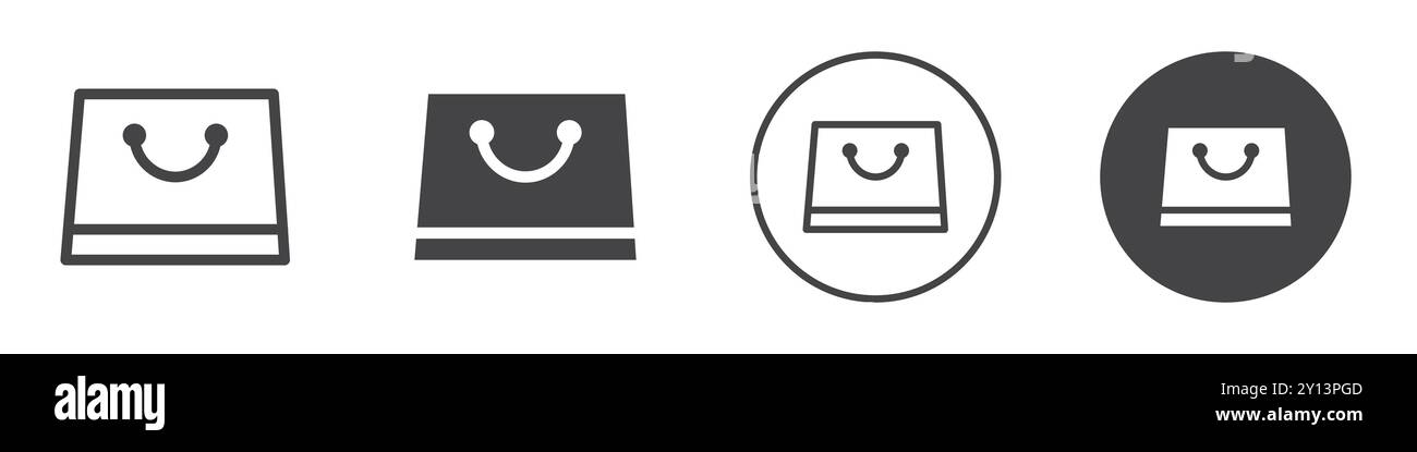 Shopping bag icon simple flat vector symbol outline collection set logo ...