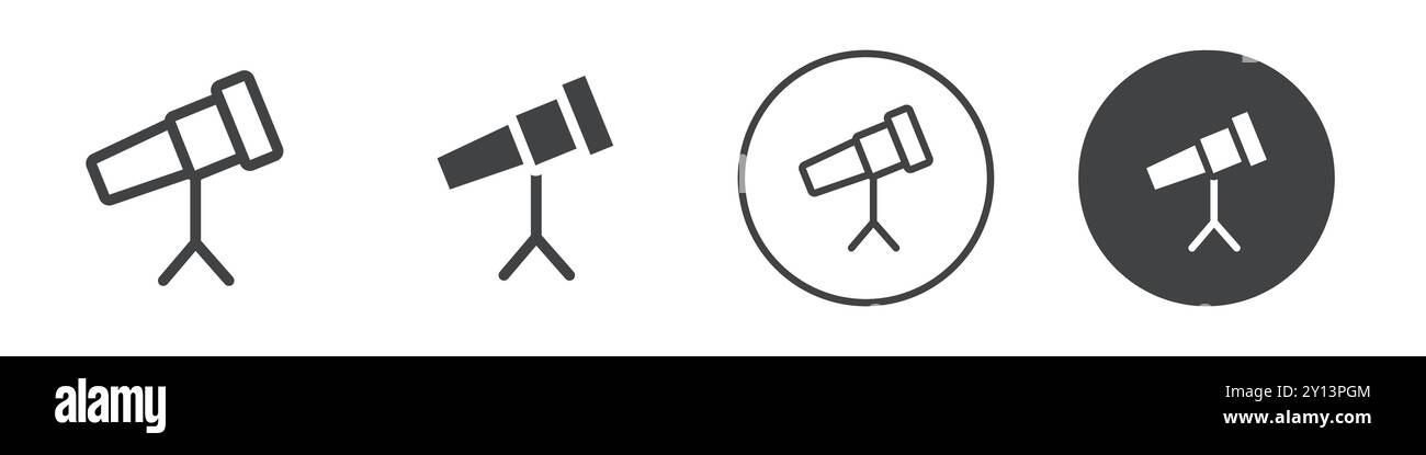 telescope icon simple flat vector symbol outline collection set logo ...