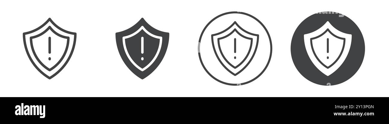 Shield with an exclamation mark icon simple flat vector symbol outline ...