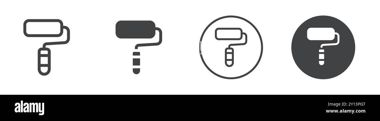 Paint roller icon simple flat vector symbol outline collection set logo ...