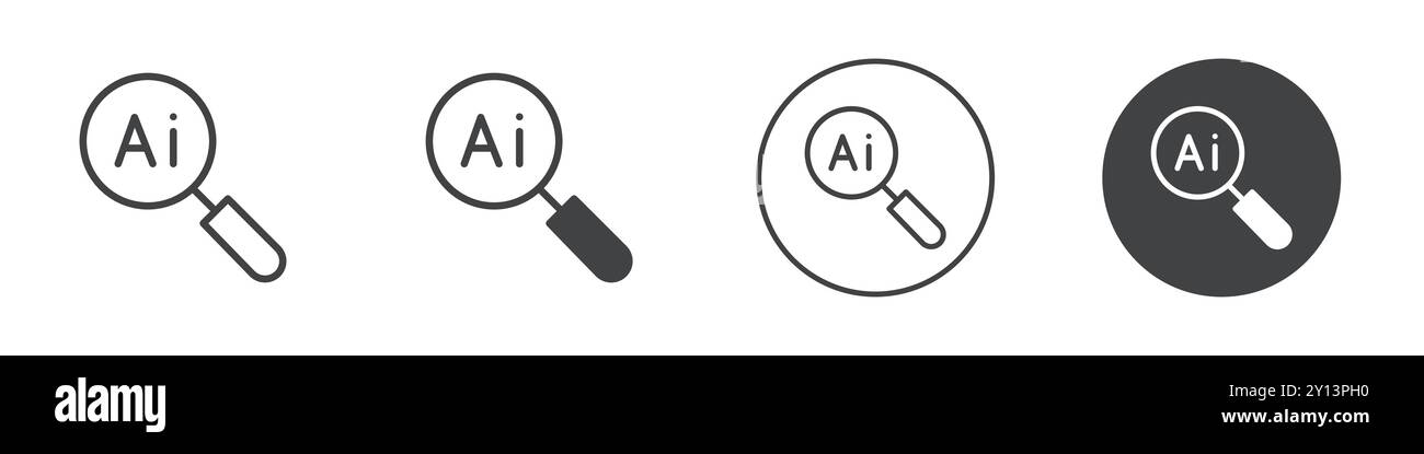 Smart search icon simple flat vector symbol outline collection set logo ...