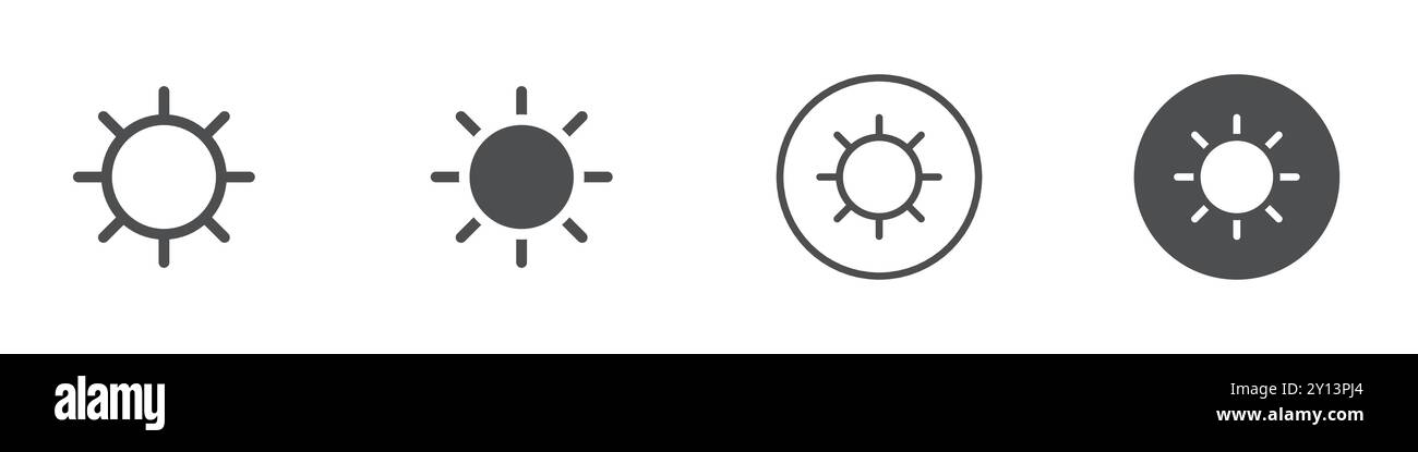 Sun shining icon simple flat vector symbol outline collection set logo ...