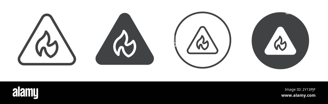 Warning flammable icon simple flat vector symbol outline collection set logo Stock Vector Image ...