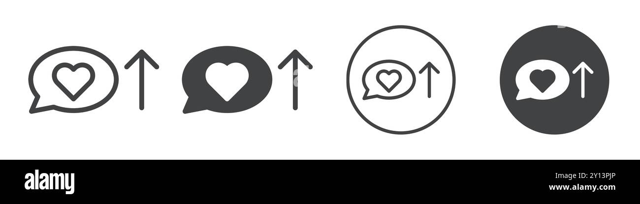 Speech bubble with heart and upward arrow icon simple flat vector ...