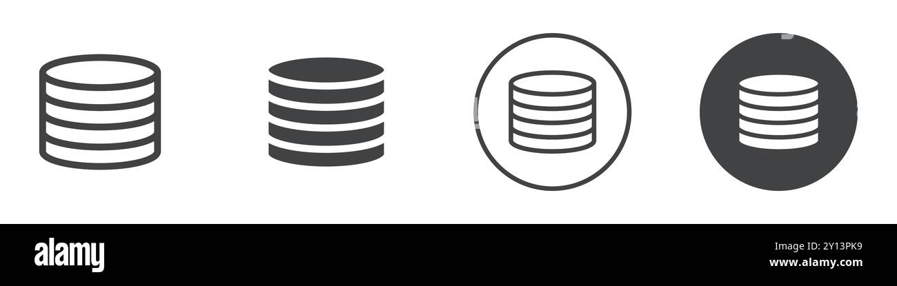 Stack of coins icon simple flat vector symbol outline collection set ...