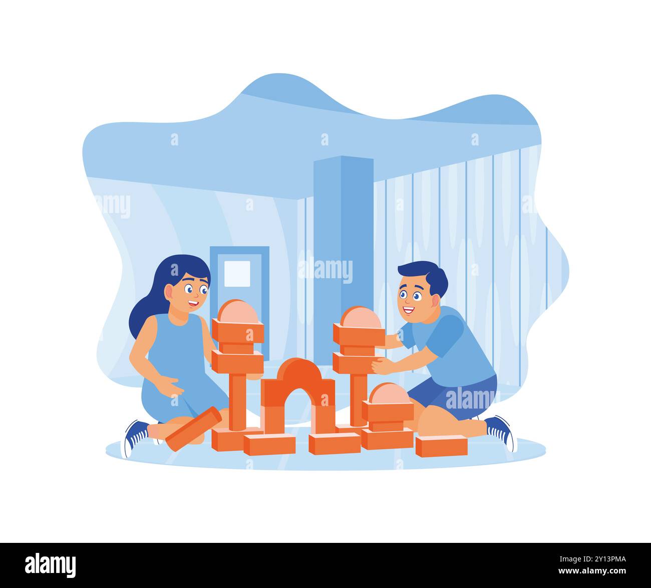 Child playing alone preschool Stock Vector Images - Alamy