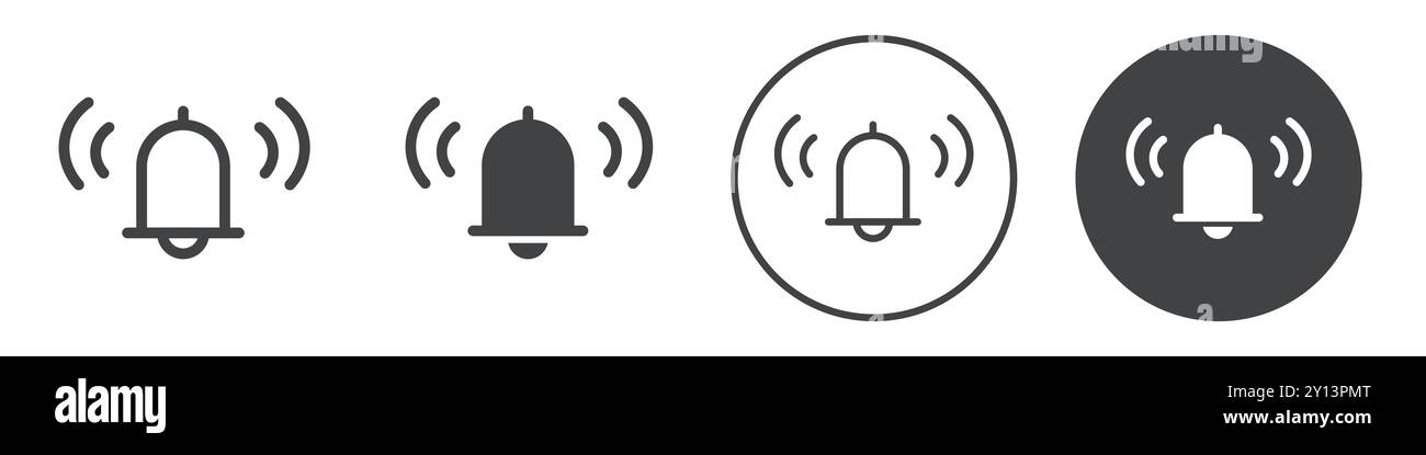 Ringing bell icon simple flat vector symbol outline collection set logo ...