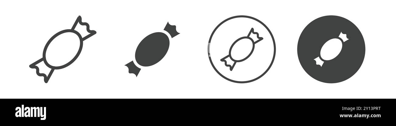 Wrapped candy icon simple flat vector symbol outline collection set ...