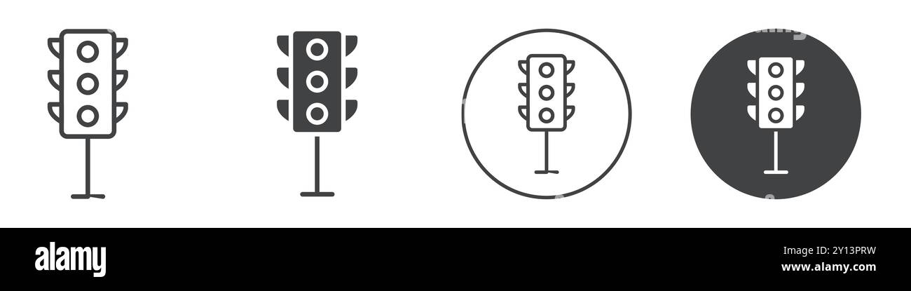 Traffic Light Icon Simple Flat Vector Symbol Outline Collection Set