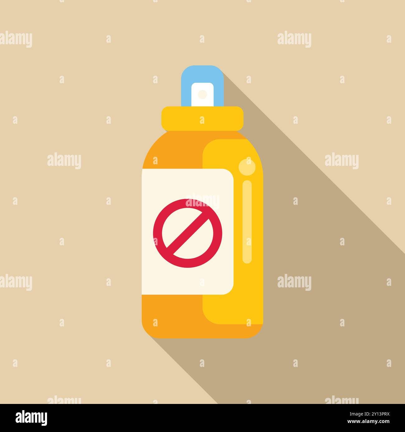 Yellow spray bottle with a prohibition sign, warning of the toxic ...