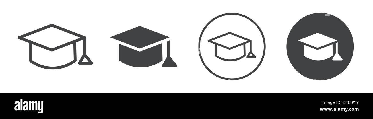 Square academic cap icon simple flat vector symbol outline collection ...