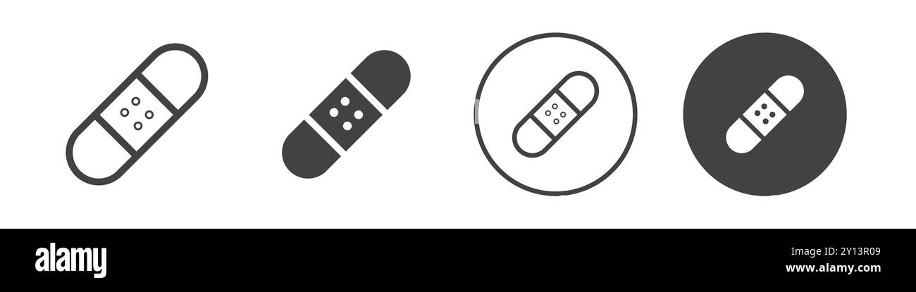 Sticking plaster icon simple flat vector symbol outline collection set ...