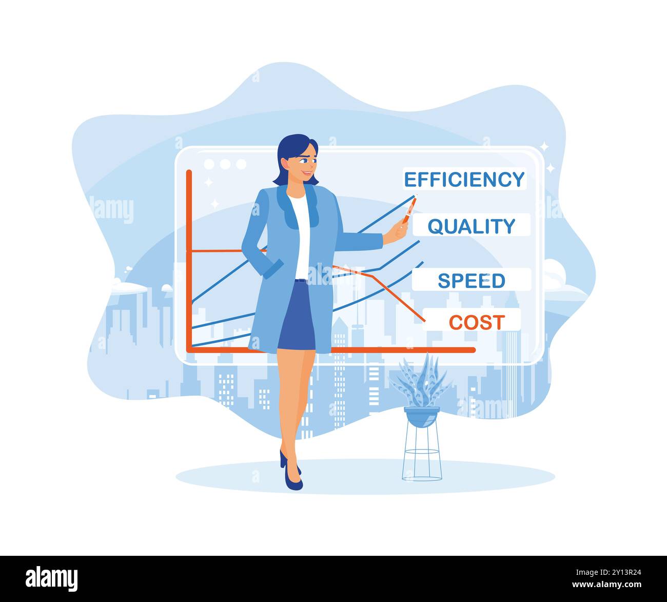 Businesswoman giving a presentation in a modern office. Creating ...
