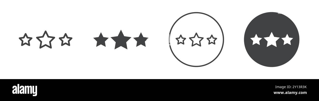 Three stars icon simple flat vector symbol outline collection set logo ...