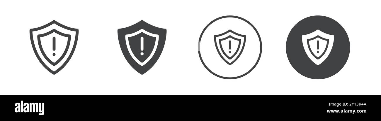 Shield with an exclamation mark icon simple flat vector symbol outline ...
