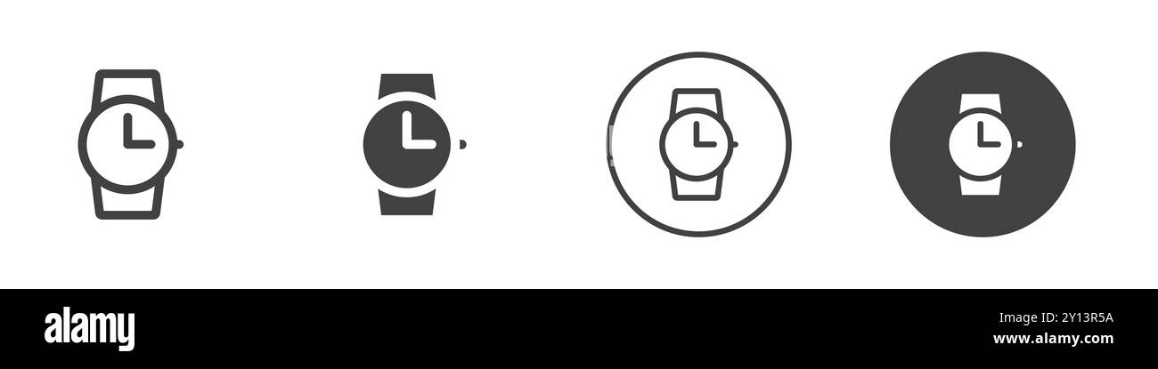 Watch icon simple flat vector symbol outline collection set logo Stock ...