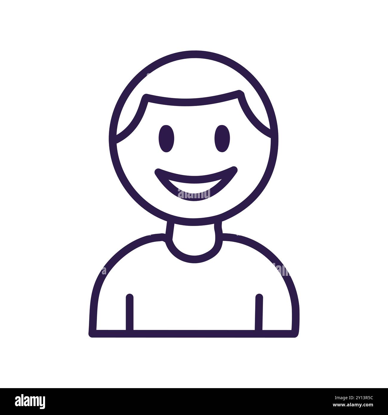 Happy man icon. Simple line art icon of a smiling man. Ideal for web ...