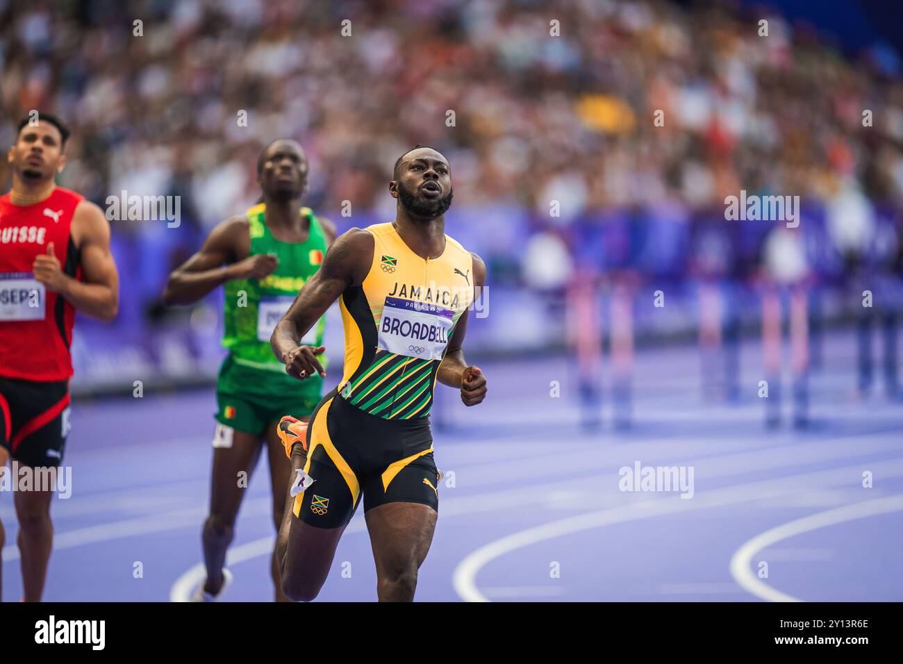 Rasheed Broadbell participating in the 110 meters hurdles at the Paris ...
