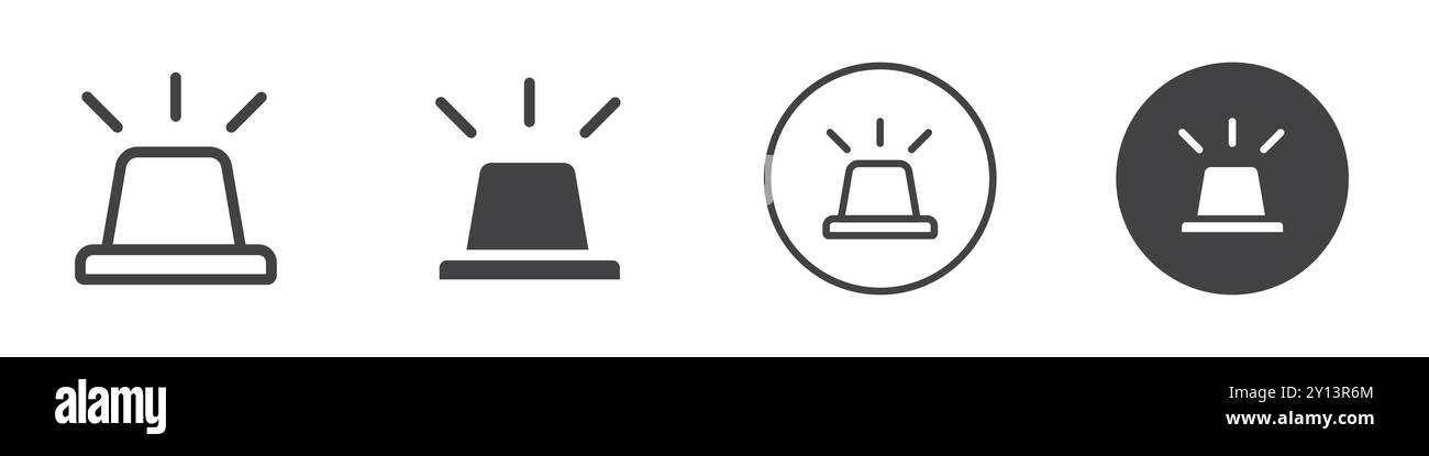 Siren light icon simple flat vector symbol outline collection set logo ...