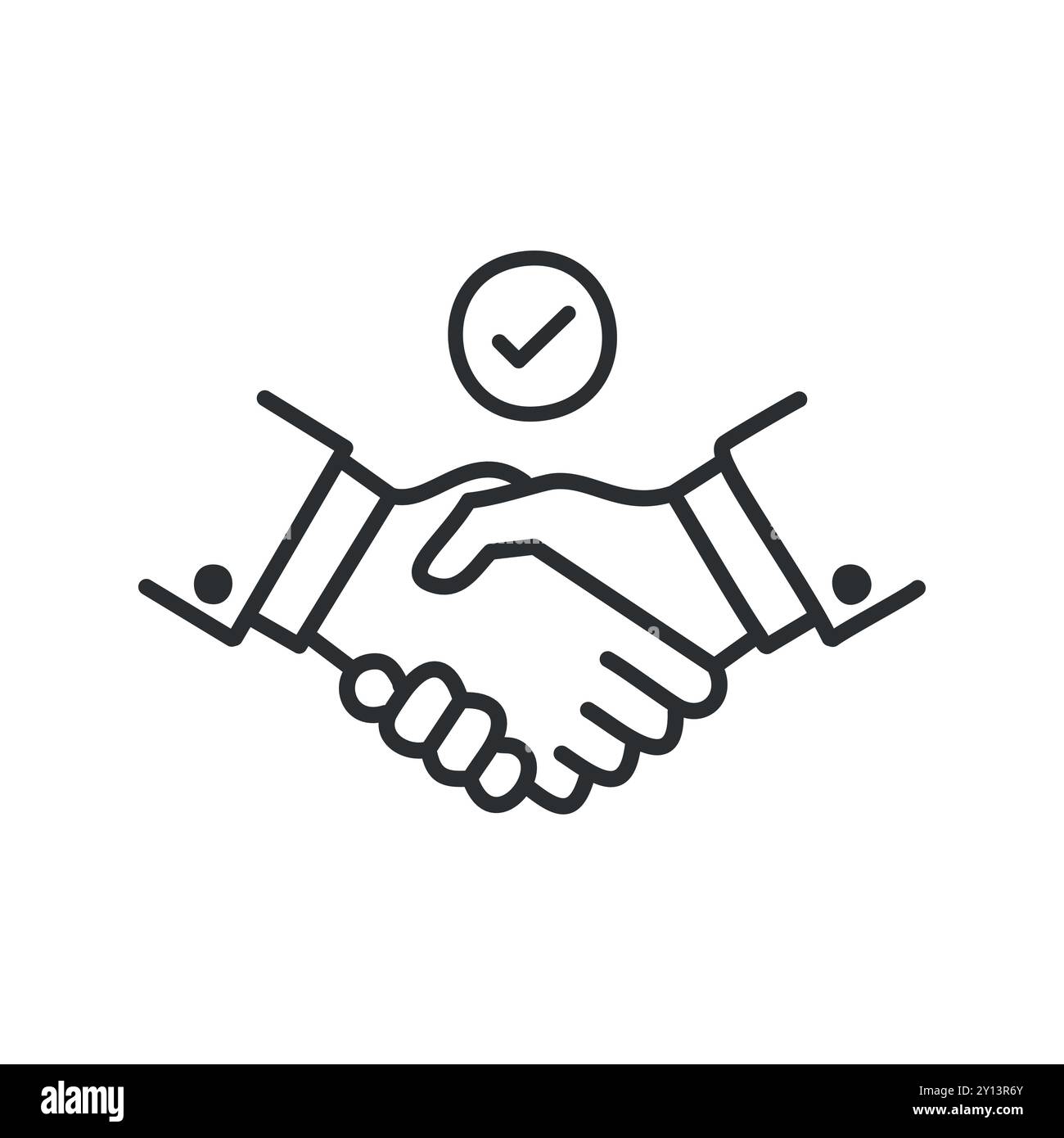 Approved agreement. Handshake with a check mark, representing ...