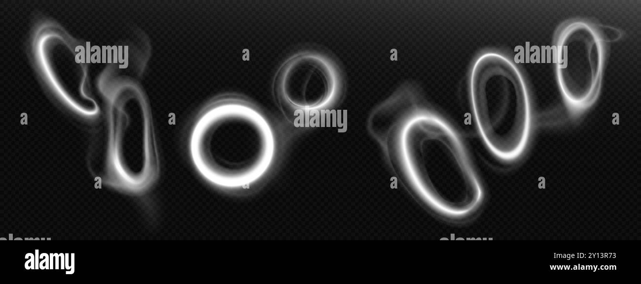 Smoke circle cloud vector. Realistic hookah ring isolated. Cigarette ...