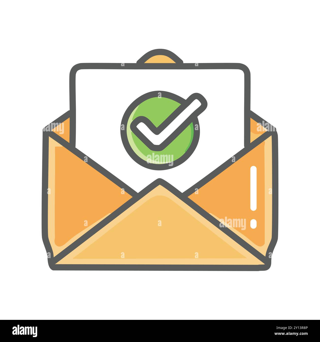 Approved email. Envelope with a green check mark, indicating approval, confirmation, or ...