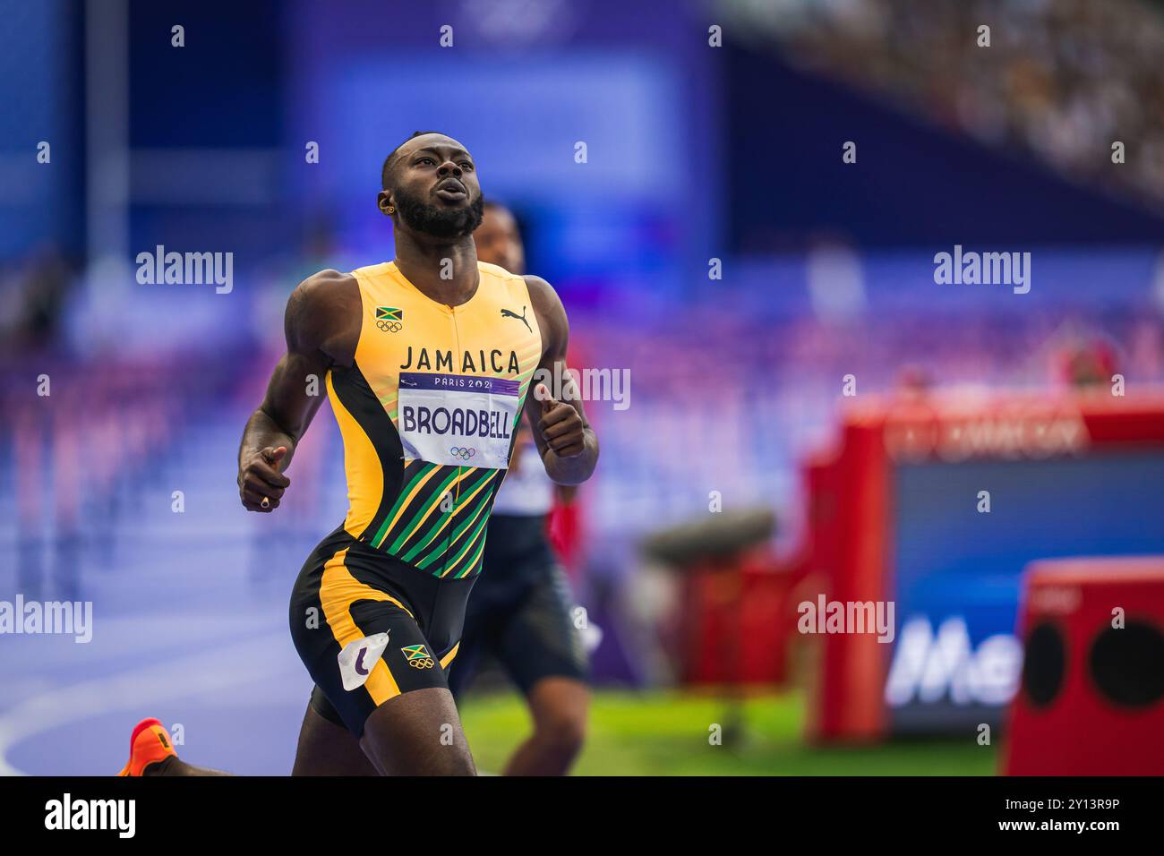 Rasheed Broadbell participating in the 110 meters hurdles at the Paris ...