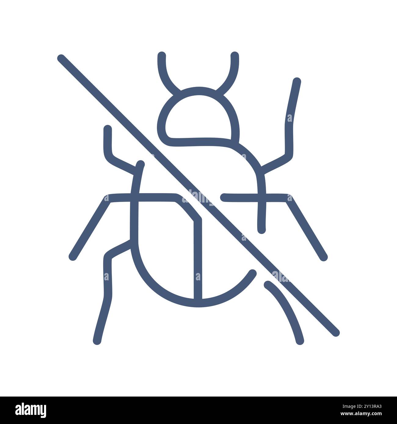 Bug free. Line art graphic of a bug crossed out, representing the ... Bug free. Line art graphic of a bug crossed out, representing the ...
