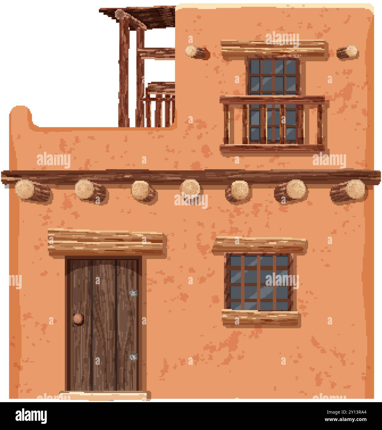 Illustration of a rustic Mexican adobe house Stock Vector Image & Art ...
