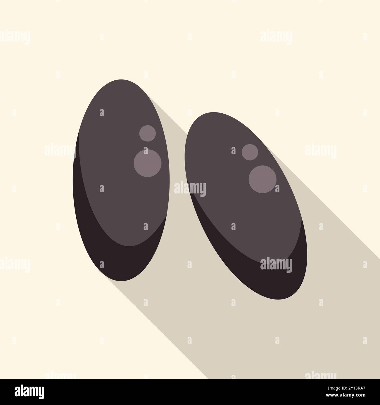 Minimalist illustration featuring two black beans casting a long shadow ...