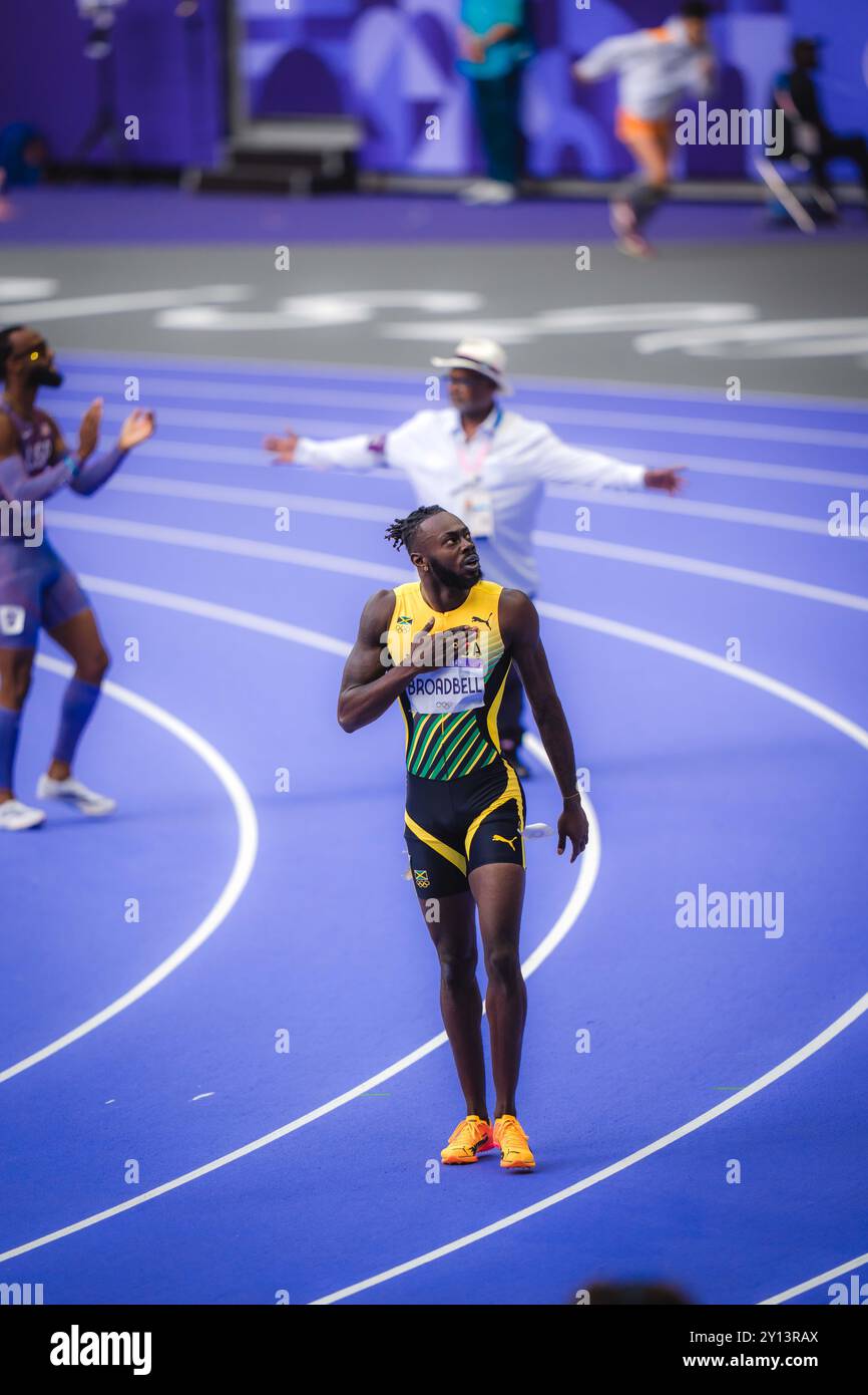Rasheed Broadbell participating in the 110 meters hurdles at the Paris ...