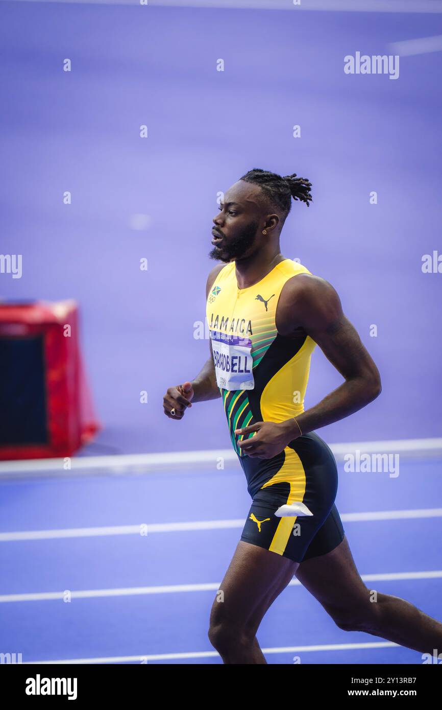 Rasheed Broadbell participating in the 110 meters hurdles at the Paris ...