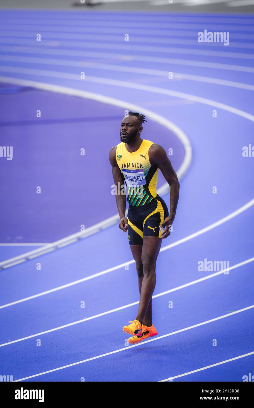 Rasheed Broadbell participating in the 110 meters hurdles at the Paris ...