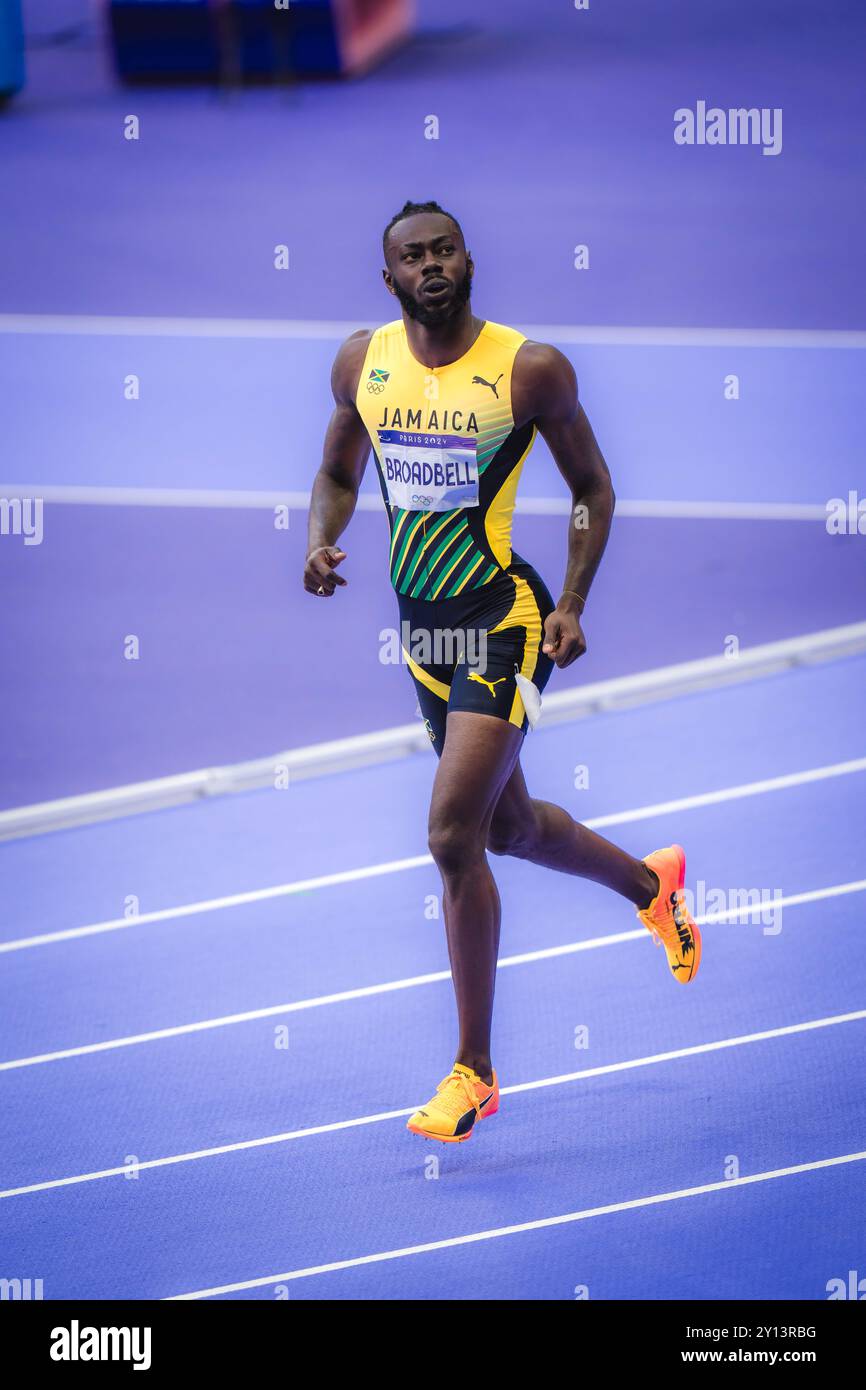 Rasheed Broadbell participating in the 110 meters hurdles at the Paris ...