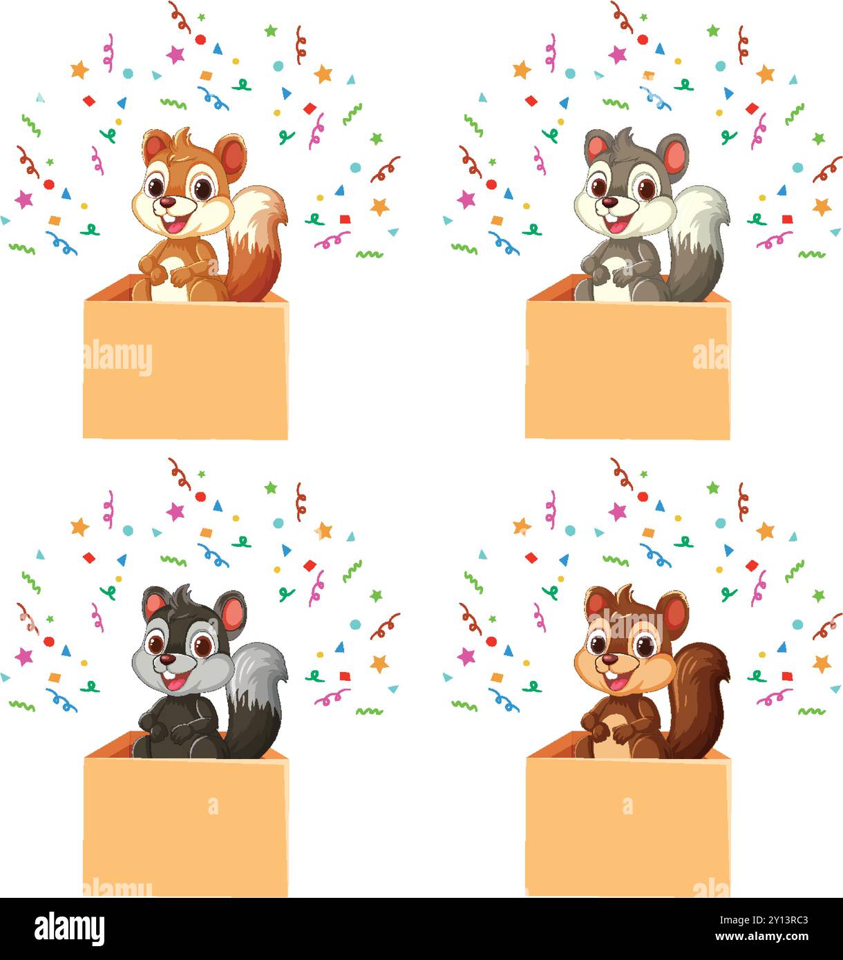 Four playful animals in colorful boxes Stock Vector Image & Art - Alamy