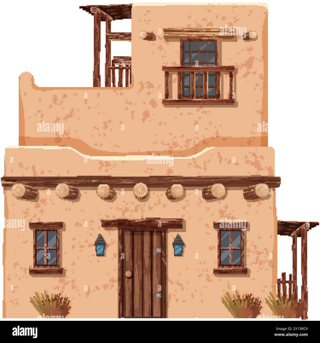 Rustic adobe house with wooden accents Stock Vector Image & Art - Alamy