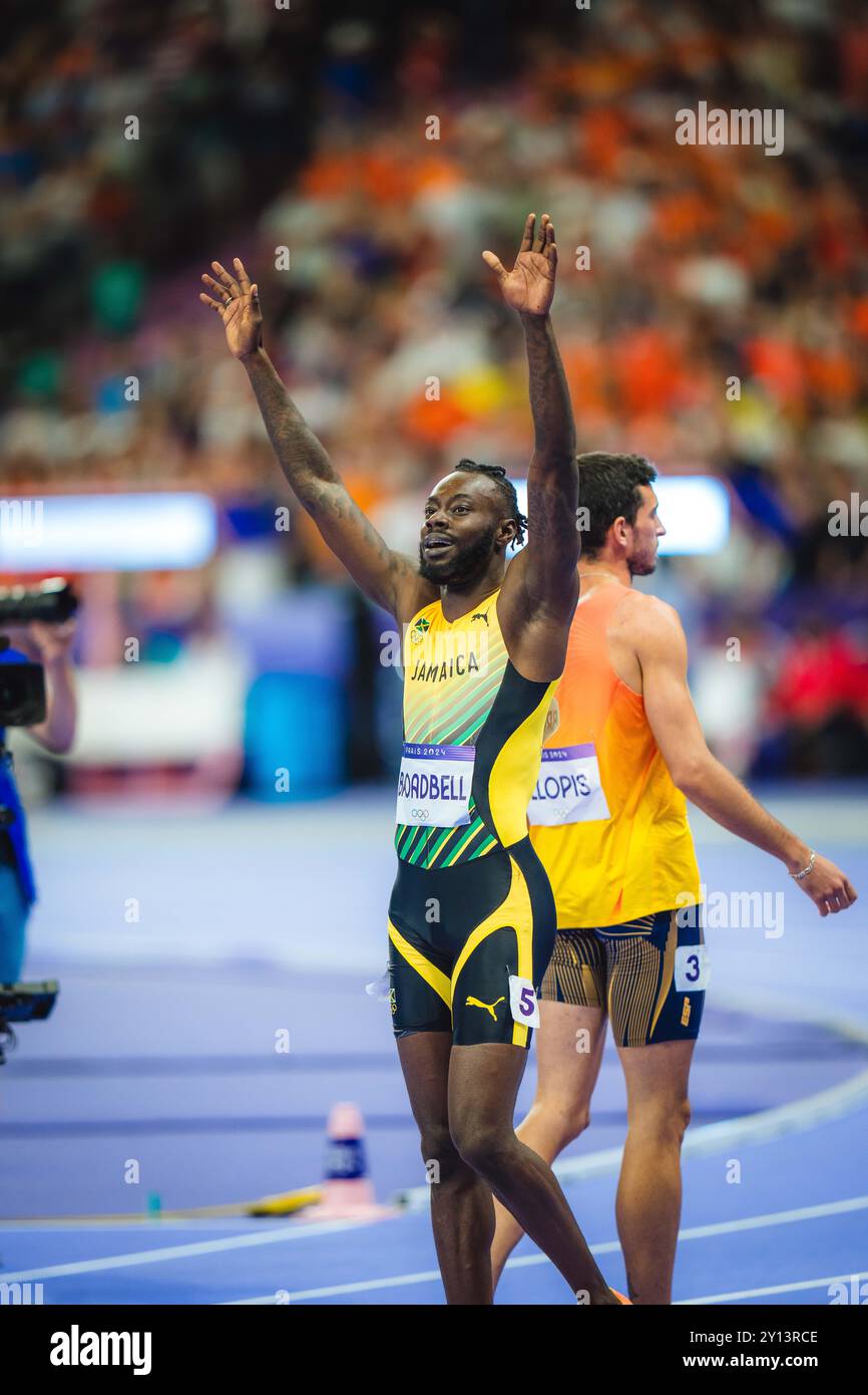 Rasheed Broadbell participating in the 110 meters hurdles at the Paris ...