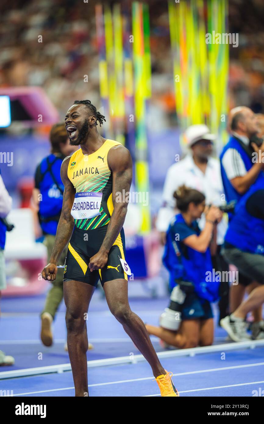 Rasheed Broadbell participating in the 110 meters hurdles at the Paris ...