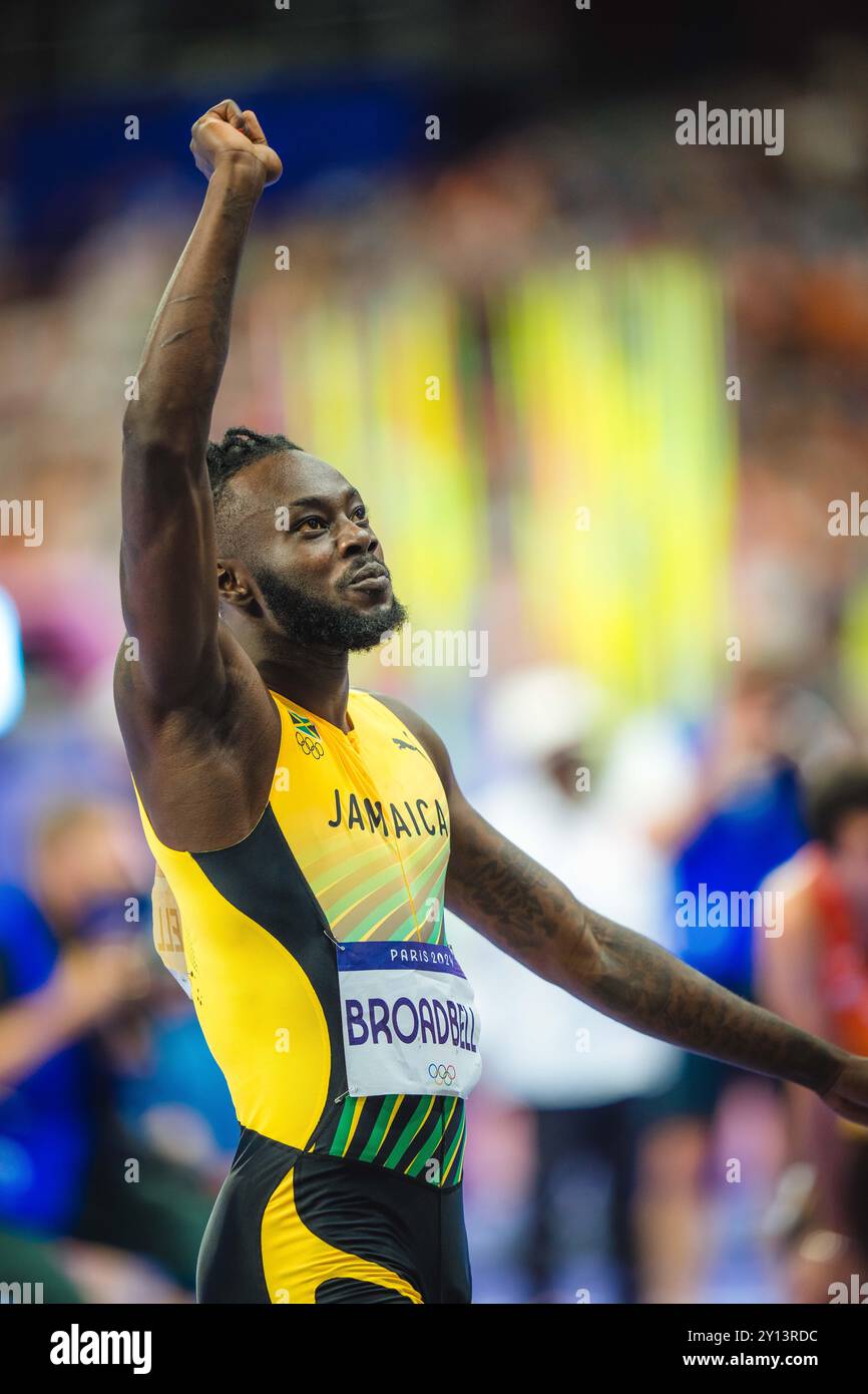Rasheed Broadbell participating in the 110 meters hurdles at the Paris ...
