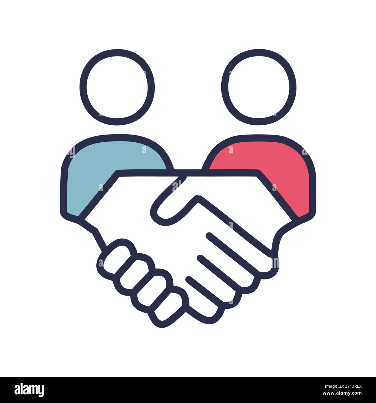 Teamwork heart shape. Two people shaking hands in a heart shape symbolizing teamwork ...