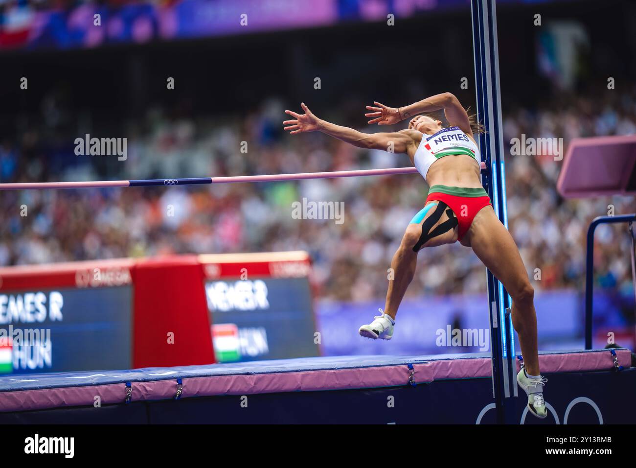 Rita Nemes participating in the heptathlon at the Paris 2024 Olympic ...