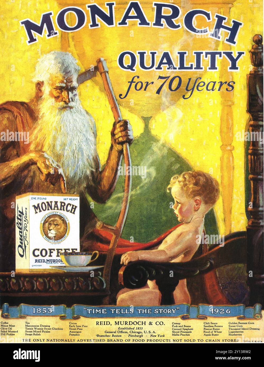 1925 Monarch Coffee Ad - "1853 - 1926 Time tells the story" - Reid ...
